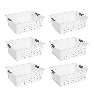 Sterilite Set of Ultra Plastic Storage Bin Baskets with Handles Including 6 Large and 6 Deep Containers for Household Organization, 12 Pack