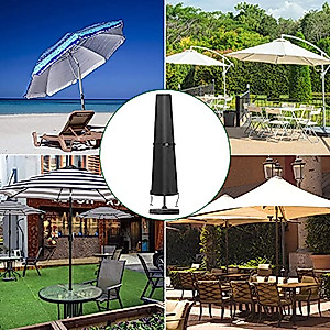 GARDRIT Patio Umbrella Cover, Waterproof 600D Oxford Fabric Umbrella Covers with Smooth Long Zipper and Telescopic Rod, Fits Outdoor Market Umbrellas 7ft to 11ft, Black