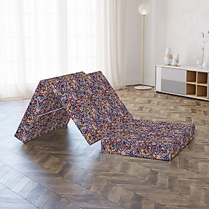 Ambesonne Ethnic Foldable Mattress, Mosaic Bohemian, 74.8" x 35.4", Multicolor