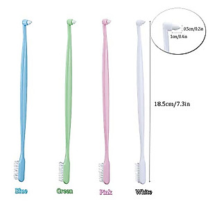 HRASY Orthodontic Toothbrush Double-Ended Interspace Brush V-Trim Toothbrush and Tiny Small Soft Trim Head End Tuft Toothbrush for Braces and Teeth Detail Cleaning, 4 Pieces (4 Colors)