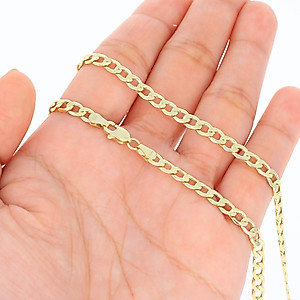 Nuragold 10k Yellow Gold 4.5mm Cuban Curb Link Chain Pendant Necklace, Mens Womens Jewelry 16" 18" 20" 22" 24" 26" 28" 30"