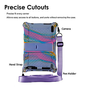 Case for VASTKING KingPad K10 / Z10 10 inch Tablet Case, MARVUE Pad M10 10.1 inch/Vastking KingPad K10 Pro Tablet Soft Silicone Stand Cover Case with Shoulder Strap(Purple Rose)