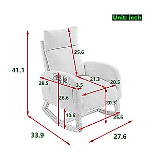 Morhome Modern Tufted Accent Rocking Chair, Upholstered Nursery Glider Rocker with High Backrest for Baby and Kids, Set of 1, Beige