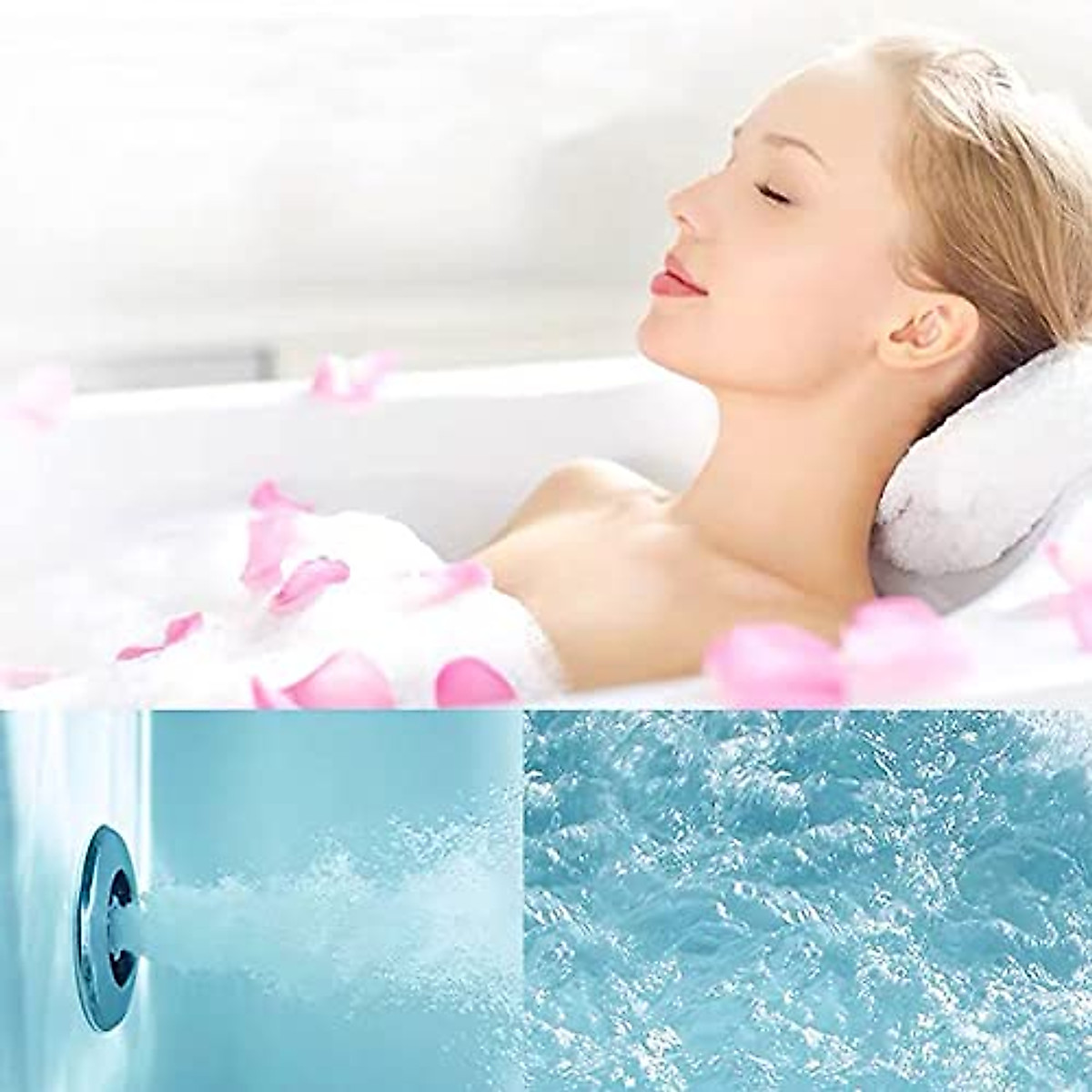 Empava 67 in. Acrylic Freestanding Tub Hydromassage Gracefully Oval Shaped Whirlpool 7 Water Jets Soaking SPA, Single-Ended Massage Bathtub with Pillow