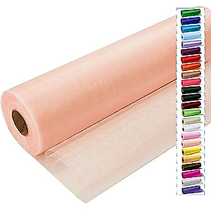 Blush Tulle Crystal Organza Fabric Rolls 12 Inch by 50 Yards (150 feet) Sheer Fabric for DIY Tutu Bow Baby Shower Birthday Party Wedding Decorations Christmas Craft Supplies