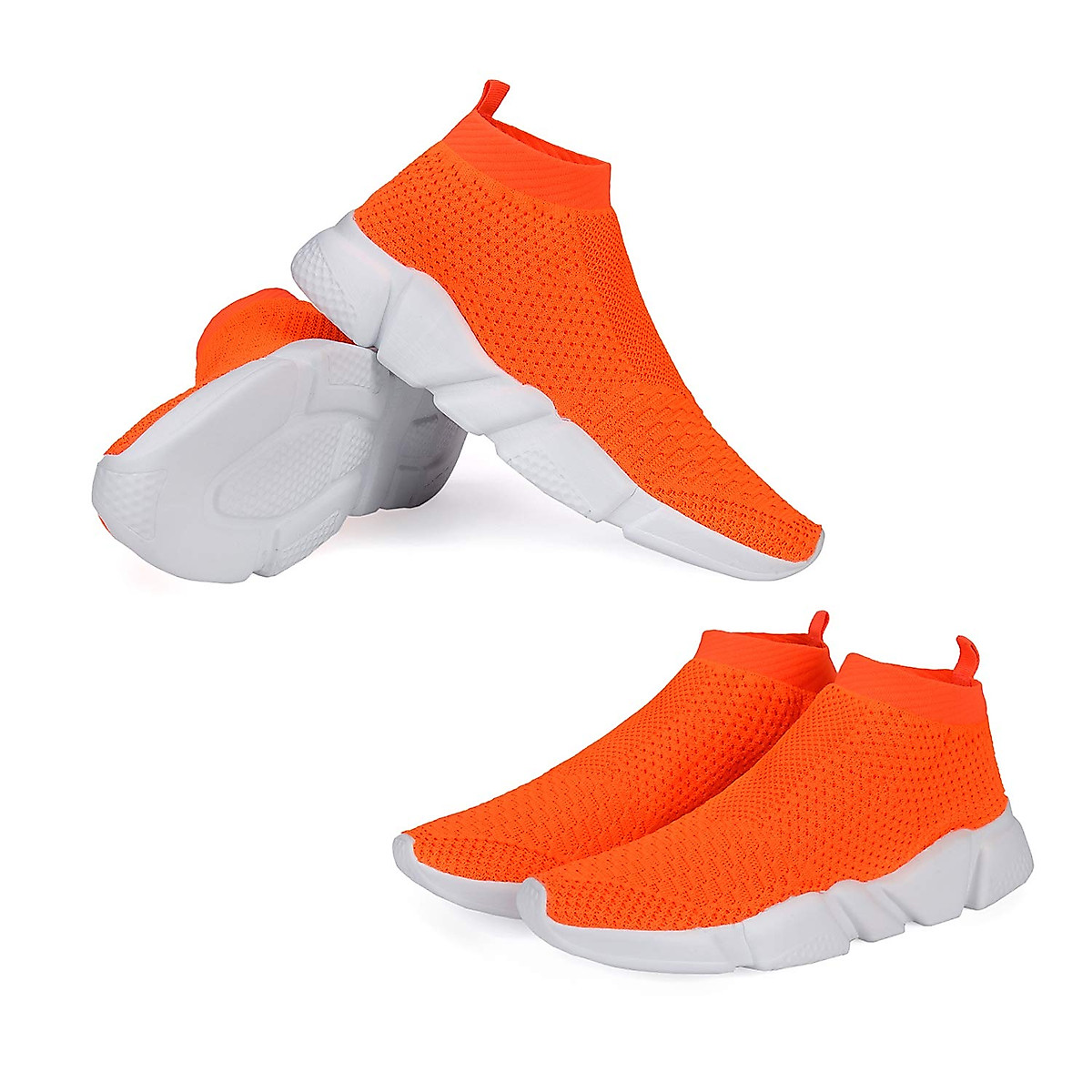 VAMJAM Men's Socks Sneakers Slip On Lightweight Breathable Comfortable Fashion Walking Shoes Orange Size 10.5