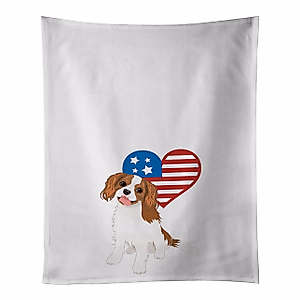 Caroline's Treasures WDK4193WTKT Cavalier King Charles Spaniel Blenheim #2 Patriotic White Kitchen Towel Set of 2 Dish Towels Decorative Bathroom Hand towel for Hand, Face, Hair, Yoga, Tea, Dishcloth,