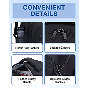 BAGSMART Rolling Backpack for Business, 17 Inch Laptop Backpack for Men Women Girl, Water Resistant Wheeled Travel Backpack for Luggage, College Student Computer Bookbag for School Work, Black