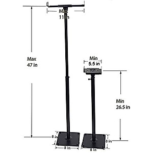 VideoSecu 2 Heavy Duty PA DJ Club Adjustable Height Satellite Speaker Stand Mount - Extends 26.5" to 47" (Compatible with Bose, Harmon Kardon, JBL, KEF, Klipsch, Sony, Yamaha, Pioneer and Others) 1B7