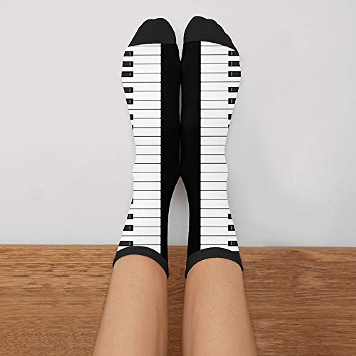 Piano Music Key Black Fun Colorful Novelty Graphic Crew Tube Socks For Men Women