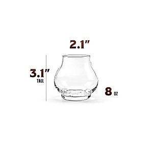 Small 8 oz Brandy, Cognac and Armagnac Tasting Glasses | Set of 4 | Professional Balloon Shaped Snifters for Nosing and Sipping Neat Liquor and Spirits | Crystal Stemless Gift Sniffers
