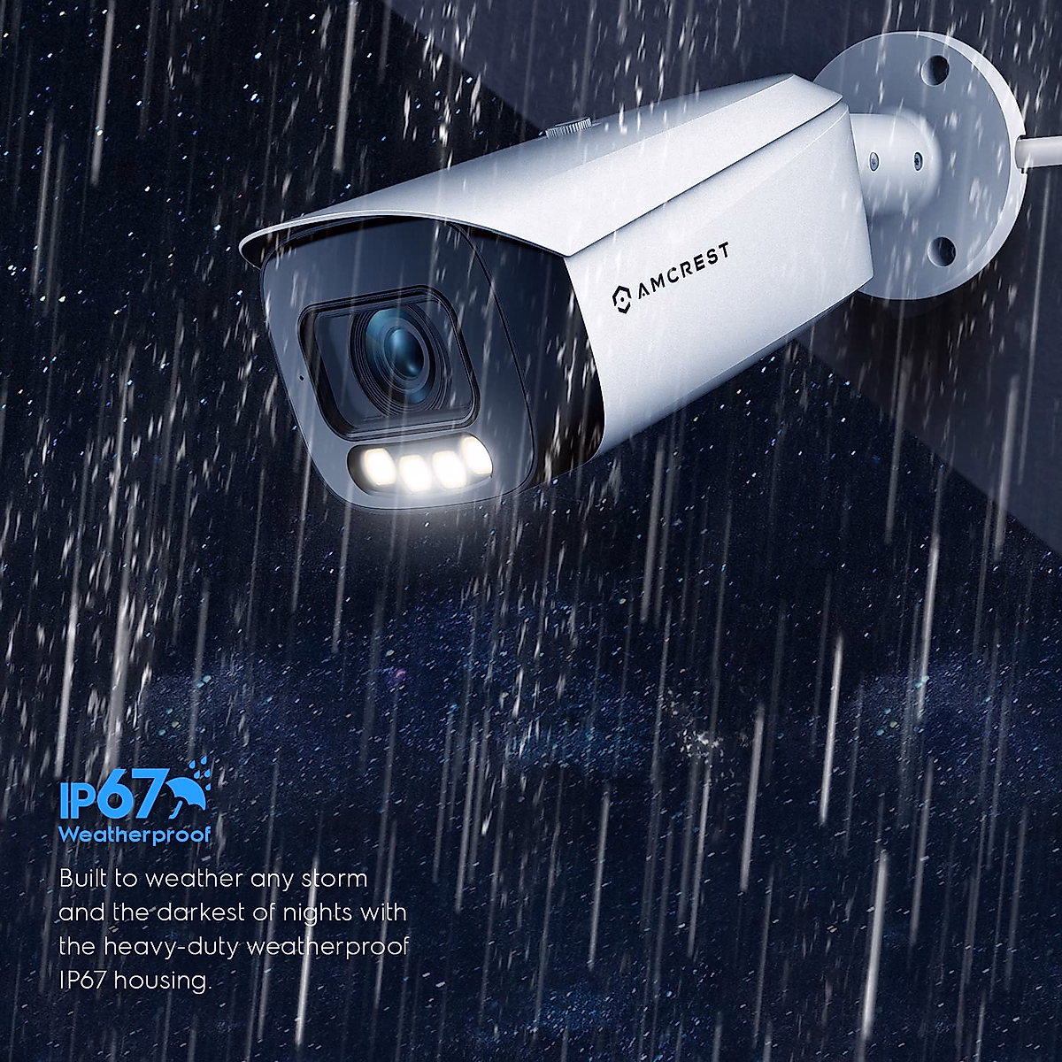 Amcrest 4K AI Bullet IP PoE Camera, 4K@30fps, 164ft Night Color Vision, Security IP Camera Outdoor, Face Detection, Human & Vehicle Detection, Built-in Siren Alarm, Built in Mic IP8M-TB2886EW-AI