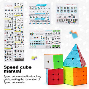 AuntyFey Magic Cube Set, 4 Pack with 3x3, 2x2, 4x4, Pyramid Speed Cubes, Stickerless, for Kids & Adults