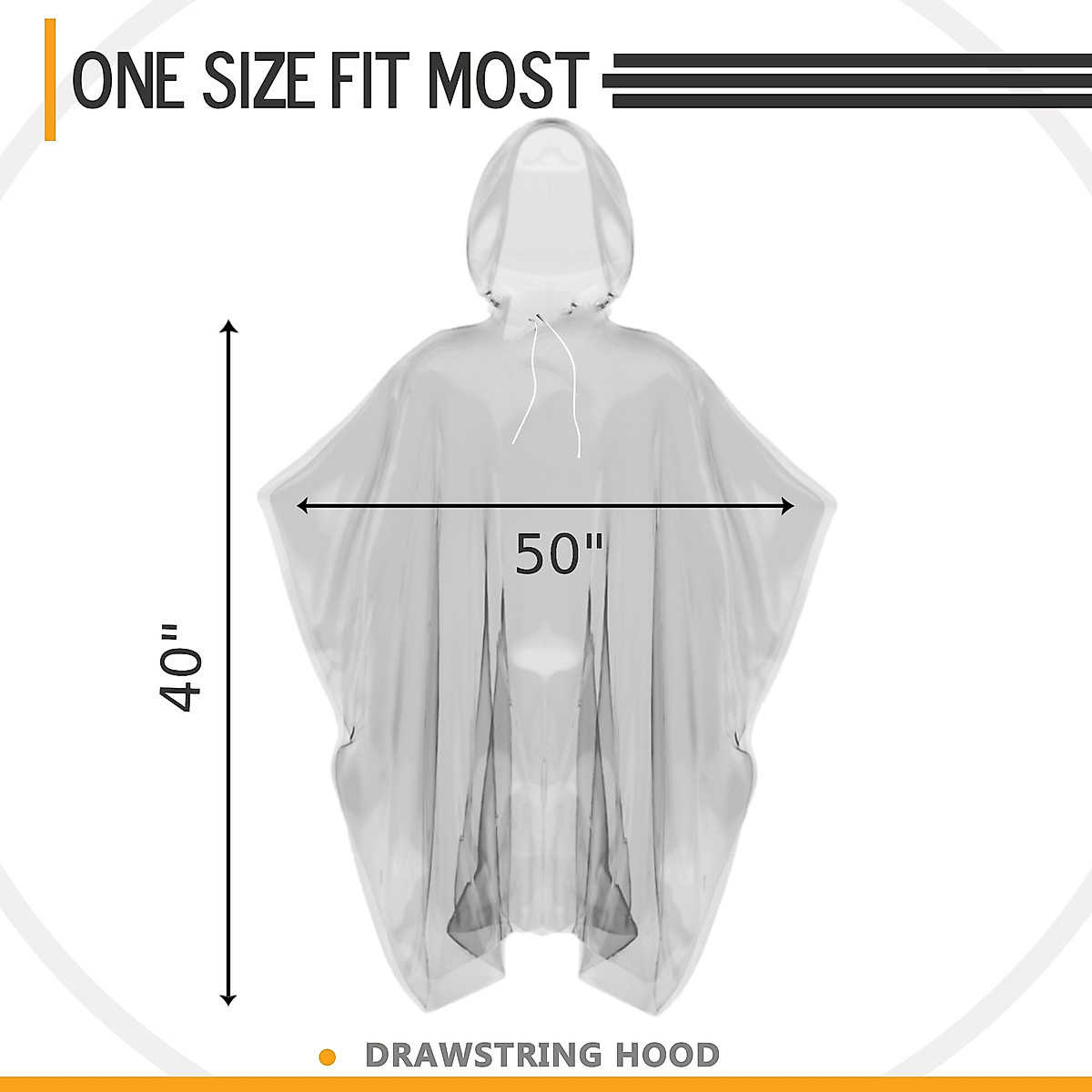 RAINOUX Disposable Rain Ponchos for Adults - Clear 10 pack