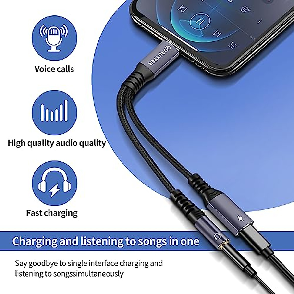 USB c Headphone Adapter,USB C to 3.5mm Headphone and Charger Adapter,USB C to AUX Mic Jack with PD 60W Fast Charging for Samsung Galaxy S20 S21 21 S22 22 iPad Pro Air 4 5 Mini 6 (2 in 1)