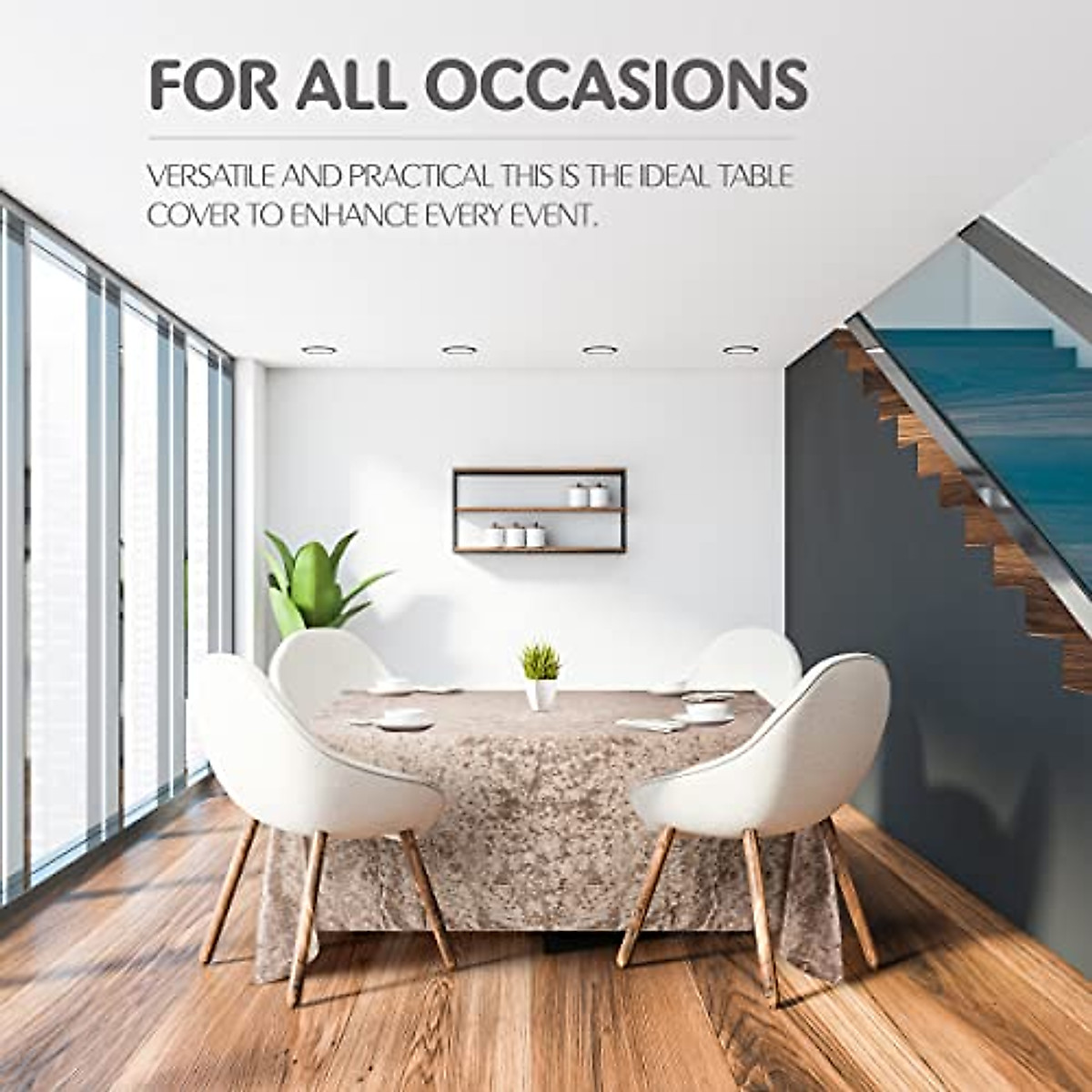 Elegant Rectangle Tablecloth 90 x 156 Inch, Made With Fine Crushed-Velvet Material, Classic Champagne Rectangle Tablecloth With Durable Seams, Table Cover Great for Weddings, Dinners, Events and more