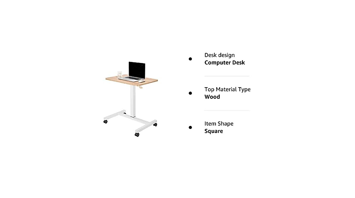 CLATINA Mobile Laptop Desk Pneumatic Sit to Stand Table Height ...