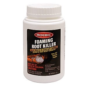 Roebic FRK-1LB Foaming Root Killer, Clears Pipes and Stops New Growth, Safe for All Plumbing, 1 Pound White
