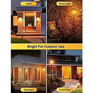 Yellow LED Light Bulbs [ 4 Pack ], A19 Bug Light Bulb Outside, 2000K Dimmable E26 Bug Lights 10W(60W Equivalent) Non-Attracting, Yellow for Porch Lights for Home, Halloween Decorative Illumination