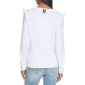 Karl Lagerfeld Paris Women's Logo with Detail Top, White