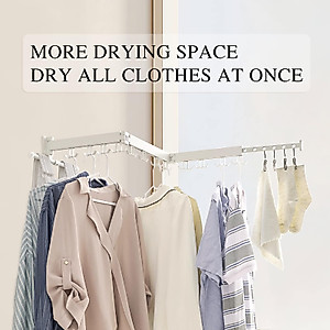 RFOUO Wall Mounted Clothes Drying Rack,Drying Rack Clothing Wall Mounted with foldable features(Tri-Fold),Space Saver,Wall Mounted Drying Rack for Laundry Balcony Bathroom (White)