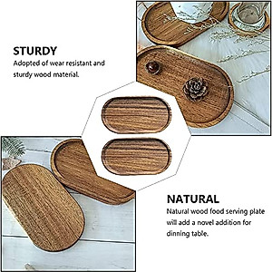 PTGVCTA 3 Pcs Oval Wood Tray for Food Holder/BBQ，Cheese, Sushi, Holiday Snacks，Wood Serving Plate,Tea Serving Tray,Cup Coaster,Flower Plant Succulent Tray, Coaster,Cake,Succulent (Acacia Wood)…