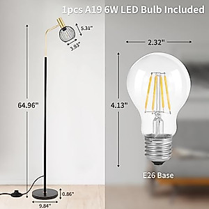 Duheypo Industrial Floor Lamp, Standing Lamp Farmhouse Floor Lamp with Foot Switch, Rustic Floor Lamps for Living Room Bedroom Office Dining Room, Black