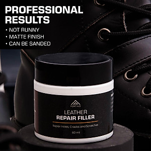 Paintable Leather Filler - Repair for Tears, Holes, and Scratches - Easy Step-by-Step Guide - Leather Repair Gel, White - 60 mL