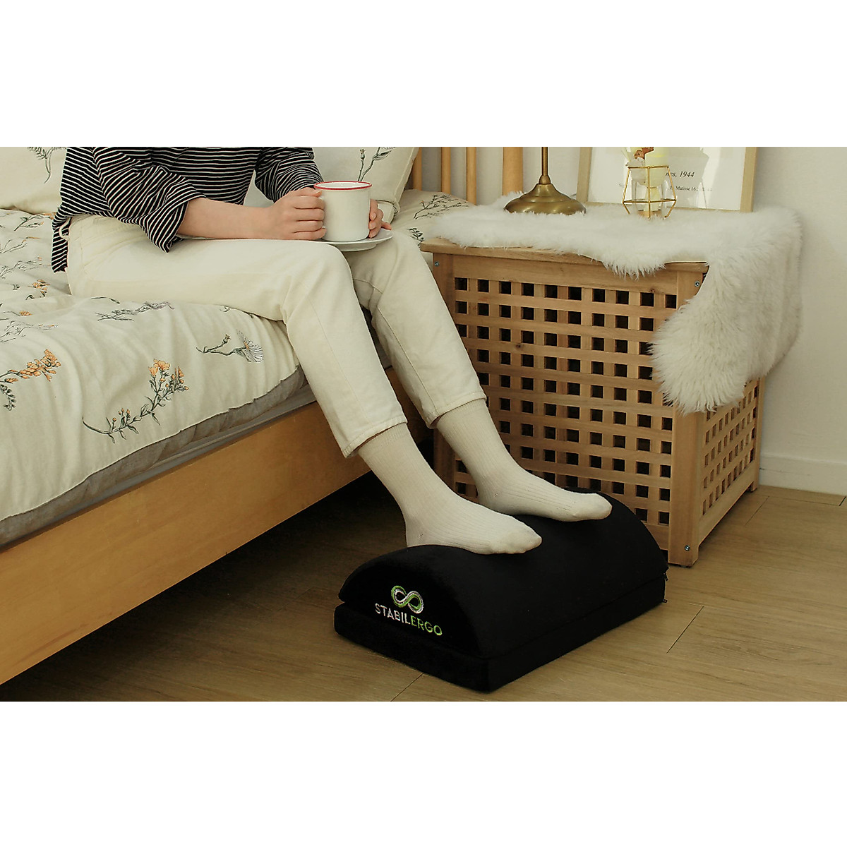 STABILERGO Foot Rest for Under Desk at Work, Ergonomic Office Desk Foot Rest, Adjustable Foot Rest, Under Desk Footrest with Washable Cover, Desk Foot Stool Work from Home Accessories