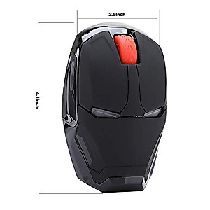 ECOiNVA Wireless Iron Man Mouse 2.4G Optical Computer Mouse for Desktop Laptop PC Mac (Black)