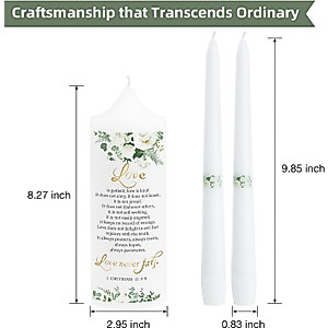 3 Unity Floral Candles for Wedding Ceremony Set with Silver Holder, Wedding Accessories for Reception