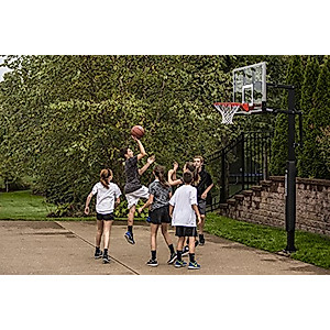 Silverback 60" In-Ground Basketball System with Adjustable-Height Tempered Glass Backboard and Pro-Style Breakaway Rim