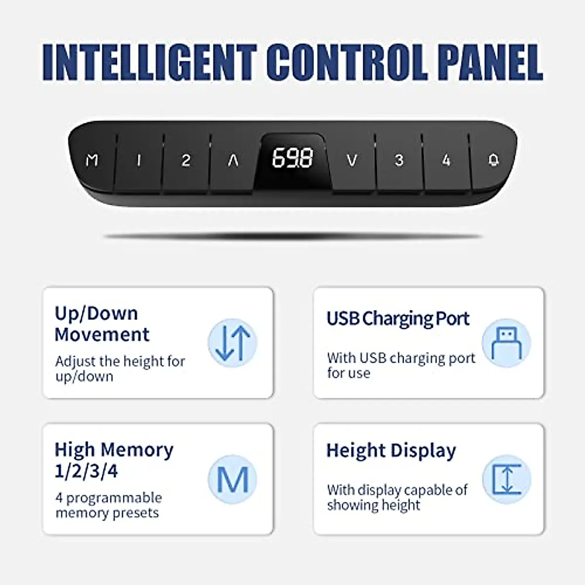 AITERMINAL Dual Motor Standing Desk Frame, Electric Adjustable Standing Desk Legs for Office Home (Black Frame + Motors + Control Panel)