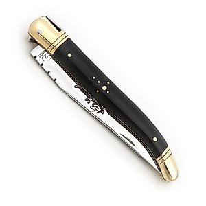 Laguiole knife with Ebony Wood handle and brass bolsters - Direct from France