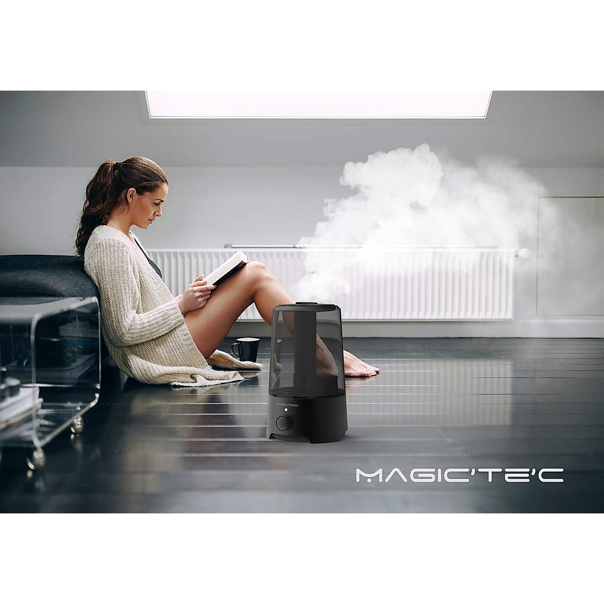 Cool Mist Humidifier, Magictec 2.5L Bedroom Essential Humidifier Diffuser, Baby Humidifier with Adjustable Mist Output, Auto Shut Off, Super Quiet 360° Nozzle- Lasts Up to 24 Hours BLACK