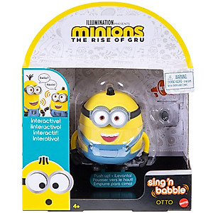 Minions: The Rise of Gru Sing ‘N Babble Otto Interactive Action Figure, Talking Character Toy with 25 Plus Talking & Laughing Sounds 4-in Tall, Gift for Kids Ages 4 Years & Older
