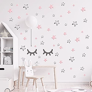 Stars Wall Stickers for Kids Baby Girl Room Decor Nursery Vinyl Mural Decal (Stars)