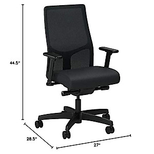 HON Ignition 2.0 Mid-Back - Black Mesh Computer Chair for Office Desk, Black Fabric