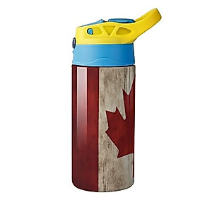 Stainless Steel Water Bottles Retro Canada Flag Travel Water Cups with Handle And Silicone Straw Drinking Cup with Leak Proof Lid Thermo Travel Mug for Women Men