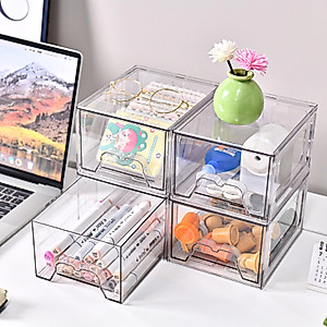 Stebopum Clear Acrylic Makeup Storage Organizer, 3 Pack Stackable Perfume Organizer with Detachable Stands, Dustproof Cosmetic Display Cases with Magnetic Door for Vanity, Bathroom Countertop