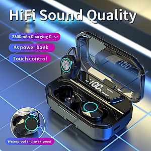 Soonic Android Earbuds, LED Display Wireless Noise Cancelling Earbuds, Compatible with Apple Android, Built-in Microphone, Sweat Resistant IPX7 Waterproof Earbud Bluetooth 5.0 3300 mAh case (G08-88)