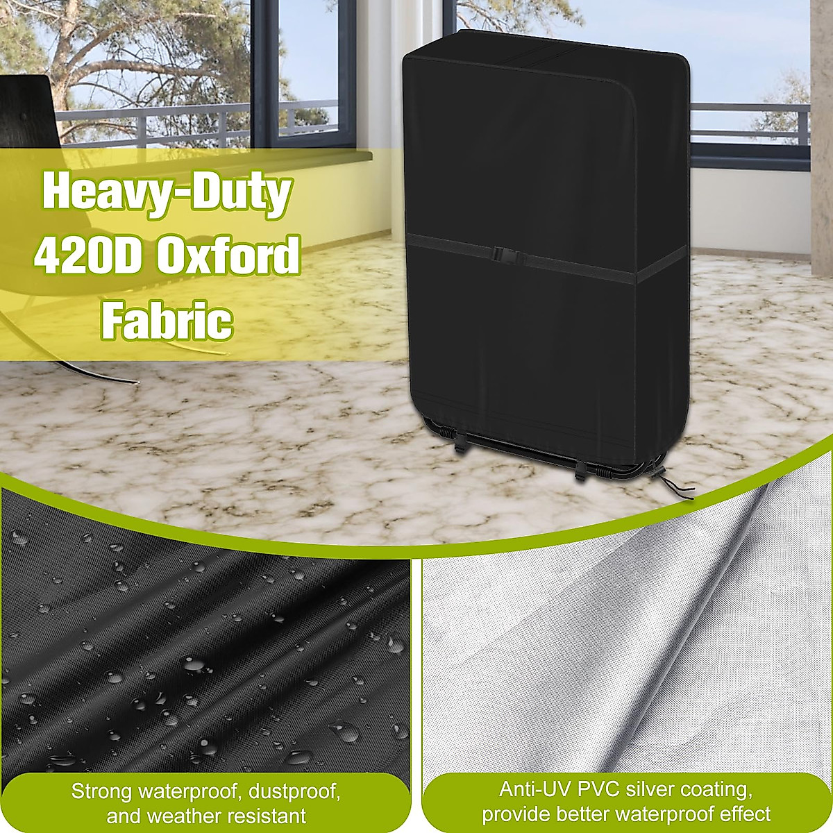 2 Pack Zero Gravity Chair Cover, COITEK 27.98" W x43.3" H Waterproof Dustproof Outdoor Folding Lawn Lounge Chair Cover with Storage Bag(110x71 cm, Black )