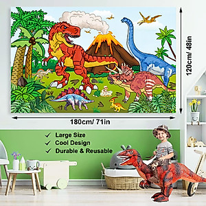 Dinosaur Birthday Decorations Kit For Boys Dinosaur Party Supplies Dino Backdrop Plates Cups Napkins Banner Balloon Tablecloth Cake Toppers