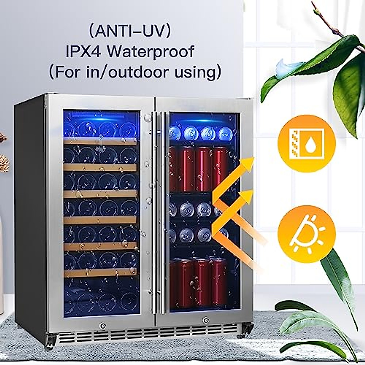 ICEJUNGLE Wine and Beverage Refrigerator-68 Bottle Wine Cooler- Dual Zone, Stainless Steel, Built-In/Freestanding, Adjustable Shelves & Digital Temperature Display, Low-Noise - 30 Inch