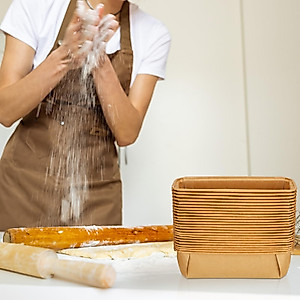 Mifoci 25 Pcs Paper Loaf Pans for Baking Easy Kraft Paper Bread Baking Pans Disposable Paper Baking Loft Mold for Microwave Freezer Oven Safe Display(Rectangle)