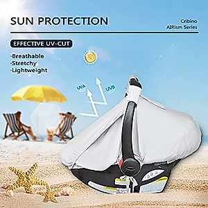 Cribino Car Seat Covers for Babies, Infant Car seat Cover, Canopy with Breathable Peekaboo, Pivacy Sun Shade & Bug Net for Newborn, Carrier Covers for Boys Girls Spring Summer Baby Shower Gifts(Grey)