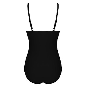 Ekouaer Pin Up Swimsuit One Piece for women Vintage Monokinis Swimwear Black X-Large