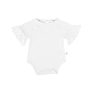 RuffleButts® Baby/Toddler Girls White Ruffle Sleeve Bodysuit - 18-24m