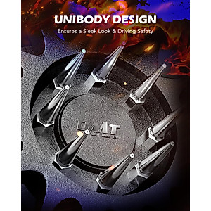 OMT M14x1.5 Spike Lug Nuts, 14mmx1.5 Wheel Lug Nuts Compatible with Chevy Silverado Express, Ram 2500 3500, Ford F250 F350, GMC Sierra Yukon Savana and More, Spike Lug Nut Set, Set of 32, Chrome