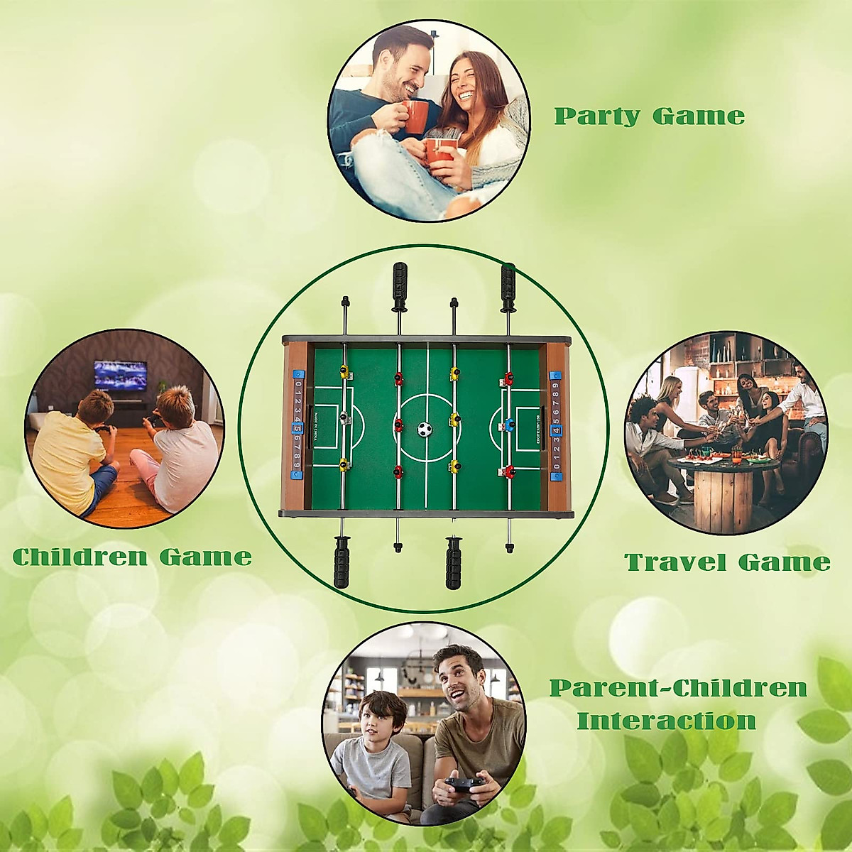 Shevshavan 14(inch) Small Foosball Table for Little Kids Table Top Wooden Hockey Game Tabletop Soccer/Foosball Game Mini Foosball Table Football Table Birthday Gift(14 inch)